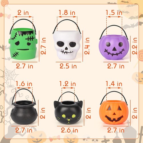 Small Halloween Candy Buckets 12PCS Mini Portable Pumpkin Bowl Holders ...