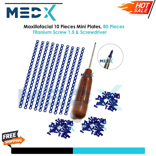 Maxillofacial 10 pcs Mini Plates, 80 pcs Titanium Screws 1.5mm ...