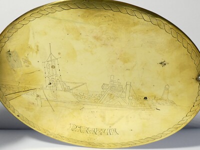 1929 PARMELIA Bucket Dredge Steam Ship Australian Brass Plaque D9 10x8 ...