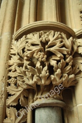Photo 6x4 Foliate capital Southwell/SK7053 Delicately carved hawthorn ...