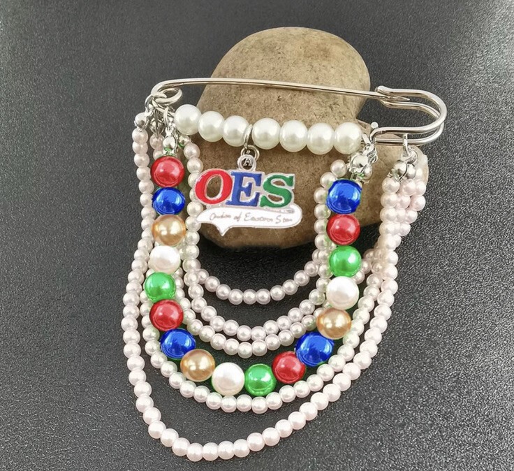 OES, Order Of The Eastern Star, Extra Large Pin with Pearls with ...