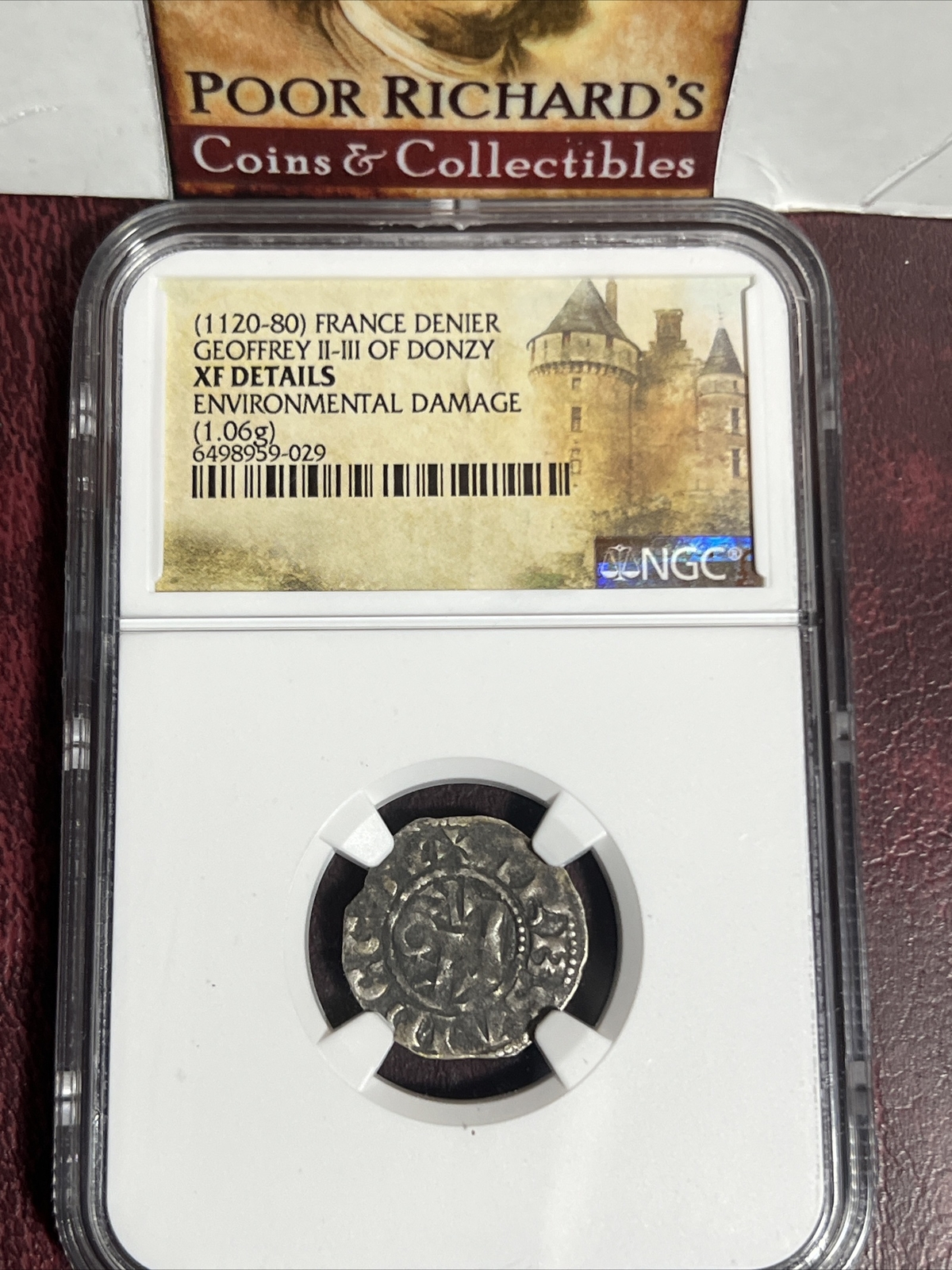 Crusades Era France Geoffrey II-III Donzy 1120-80 AD Silver Denier NGC ...