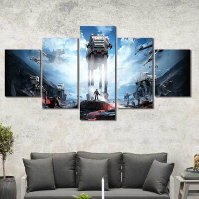 Epic Star Wars Battle Scene 5 Piece Panel Canvas Wall Art Print Photo ...