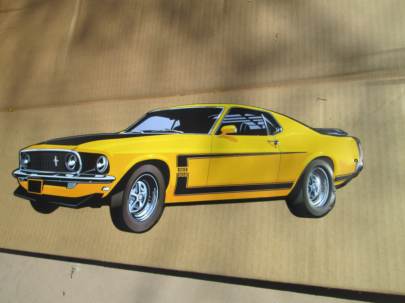 BOSS 302 FORD Mustang 3D Effect WING LOUVERS EMBOSSED METAL DECO Auto ...