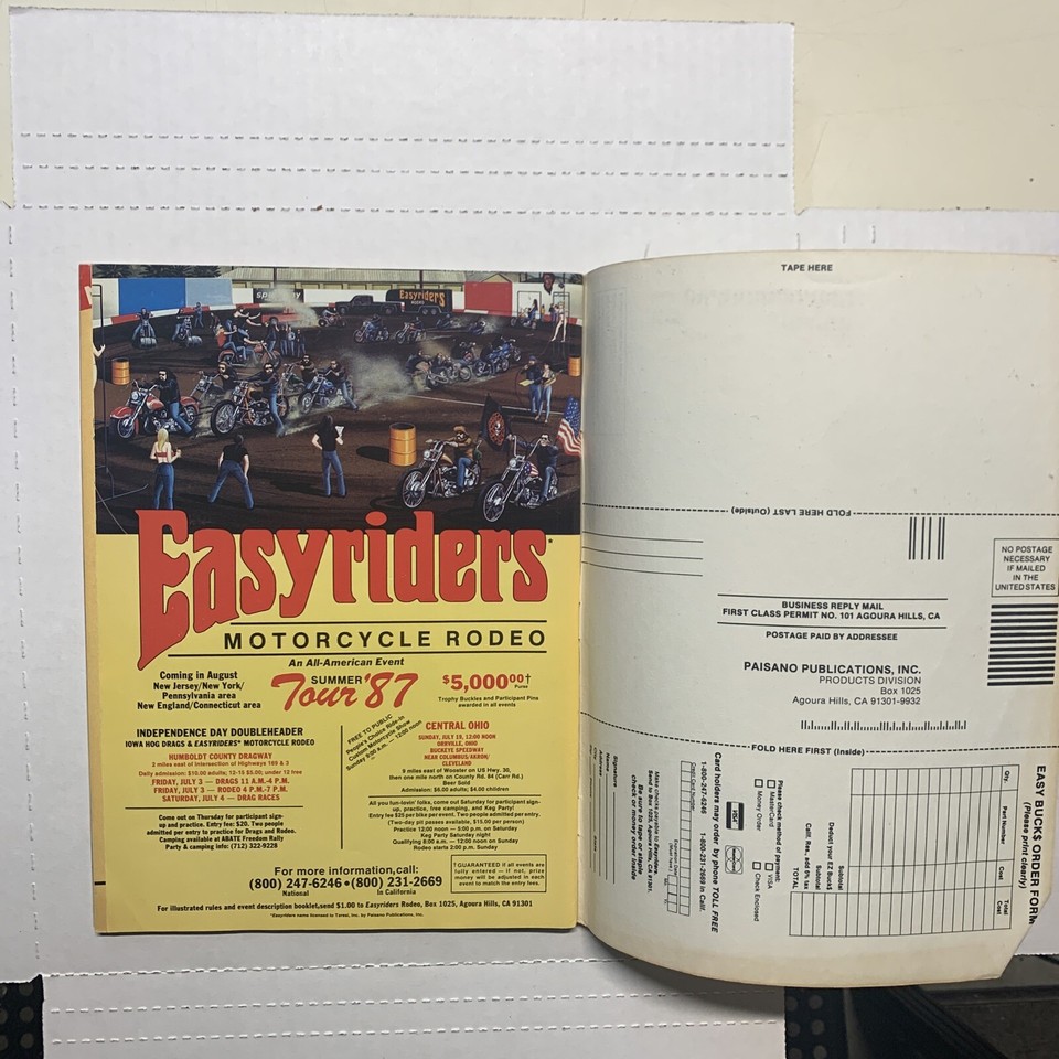 Vtg Aug 1987 EASYRIDERS Motorcycle Magazine, DAVID MANN Poster, '75 ...