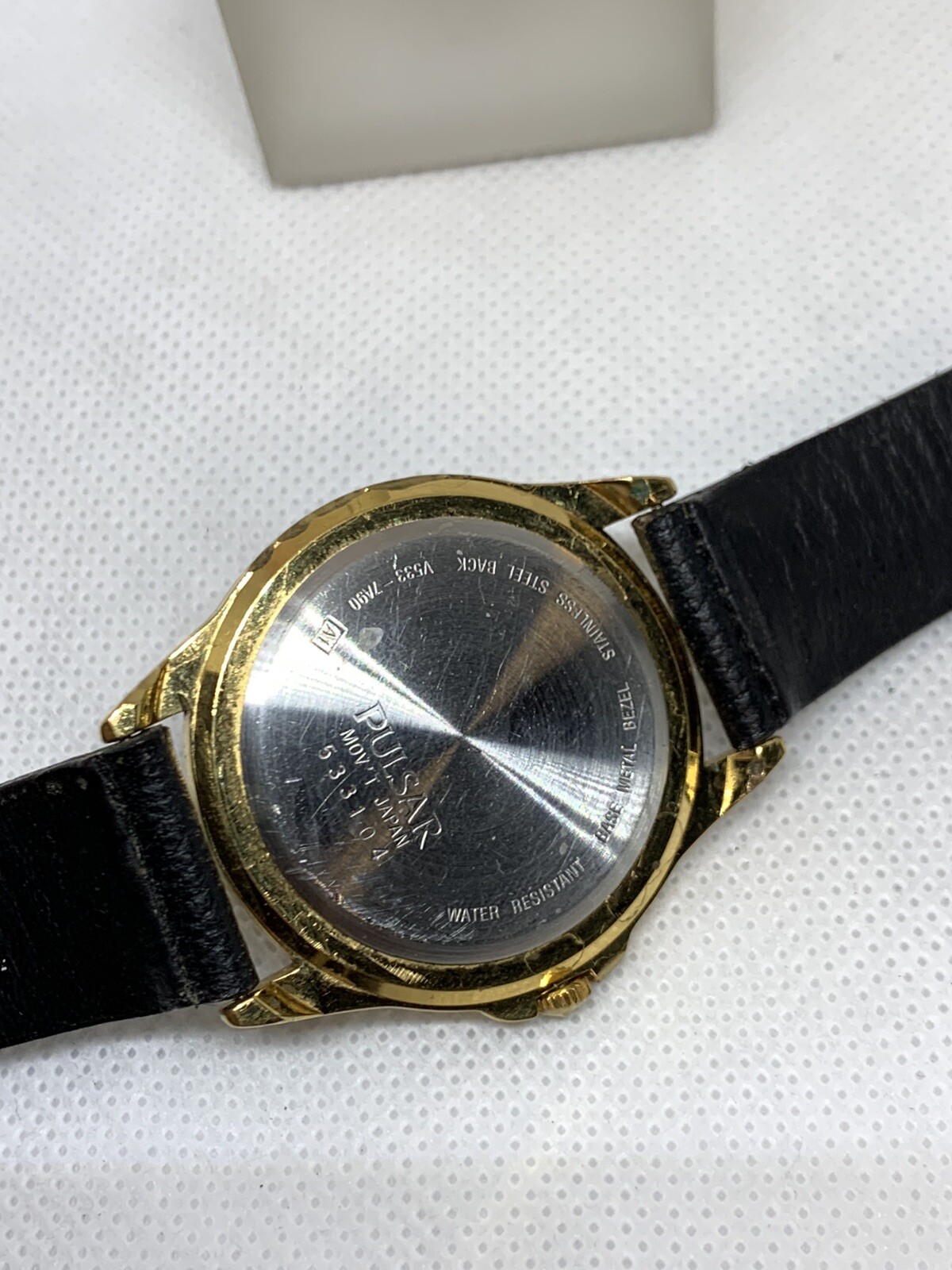 Pulsar Quartz V533-7A90 Vintage Rare Wrist Watch Japan Date Day Gold ...