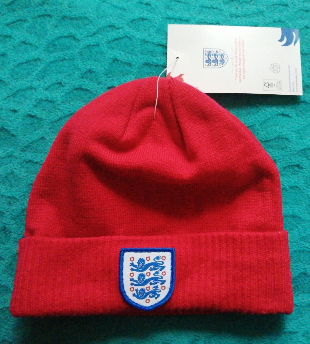 England 3 Lions Beanie Hat K U World Cup Red One Size With Tags for ...