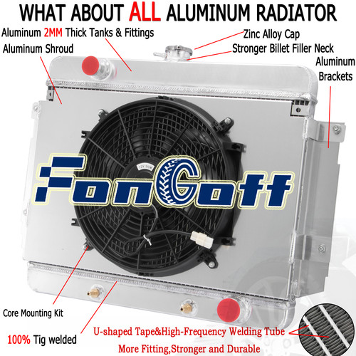 3 Row Aluminum Radiator Shroud Fan Fits 1969-1970 Chevy Bel Air/Caprice ...