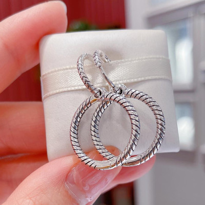 AUTHENTIC PANDORA EARRINGS Moments Charm Double Hoop Earrings 299562C00 ...