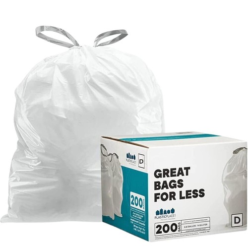 Plasticplace Custom Fit Trash Bags Compatible with simplehuman Code D ...