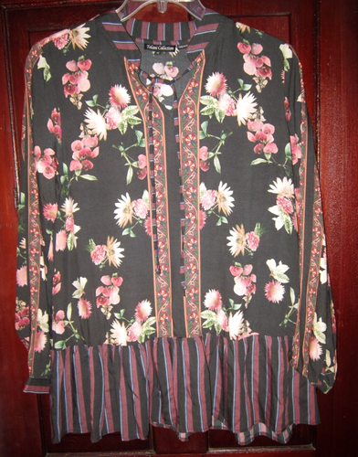 Tolani Collection Sz M Tunic Top Blouse Shirt Floral Striped Print ...