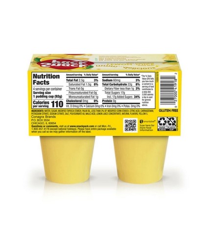 🟡 New Snack Pack Lemon Juice Lemonade Jello Inspired Pudding Cups 13oz ...