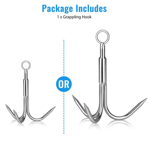 Grappling Hook Grapnel Hook 3-Claw Stainless Steel Tree Climbing S/L ...
