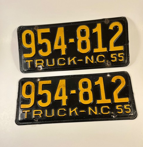 1955 Pair of North Carolina NC Truck License Plates Original Condition ...