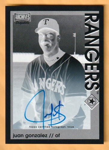 2022 TOPPS ARCHIVES SNAPSHOTS NEGATIVE INVERSE AUTO #ASJG JUAN GONZALEZ ...