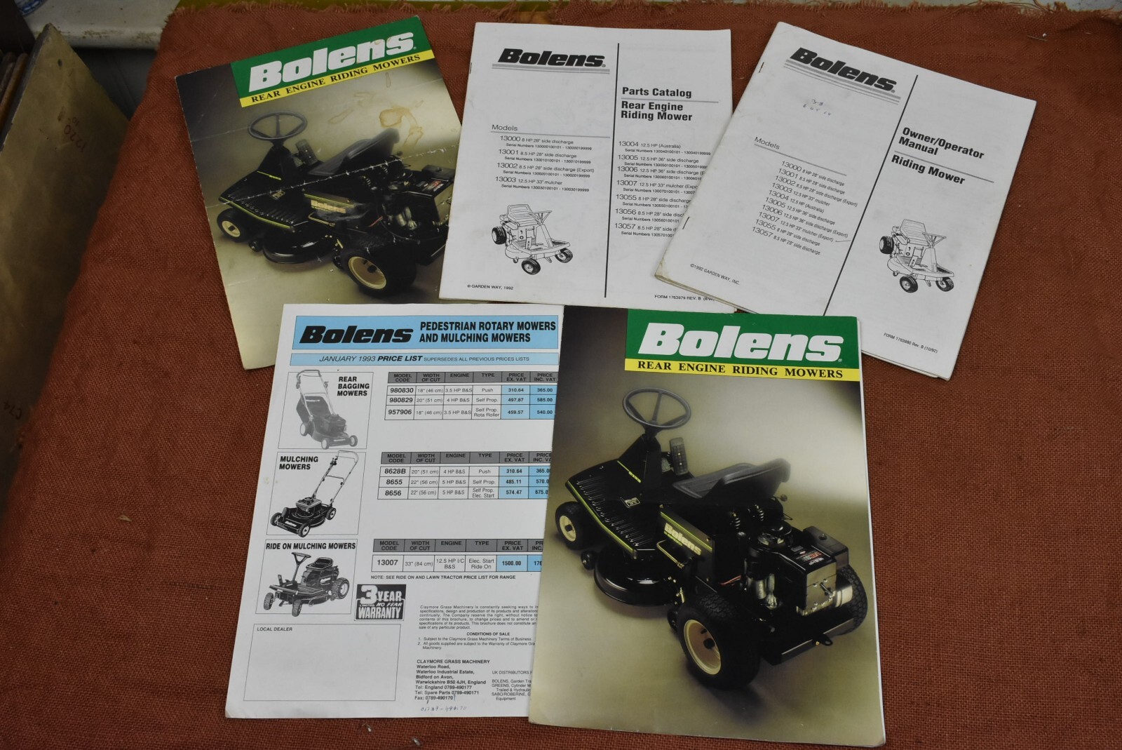 Assorted Bolens Rear Engine Riding Mowers Manuals and Brochures | eBay