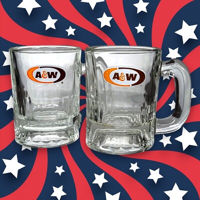 Two (2) A &W Mini Root Beer Mugs - Vintage Glass 3-1/4” High 3 Oz Free ...