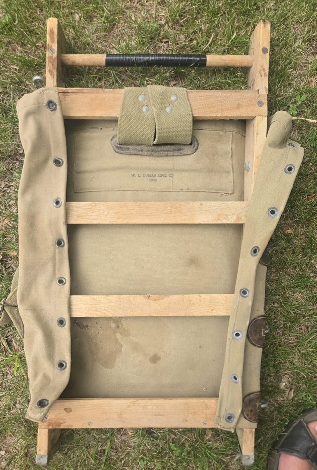 1943 MILITARY PACKBOARD Backpack wood OD drab green canvas radio US ...