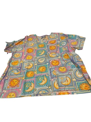 Comfy Cotton Women’s Scrub Top Size XL Sun/Moon Design | eBay
