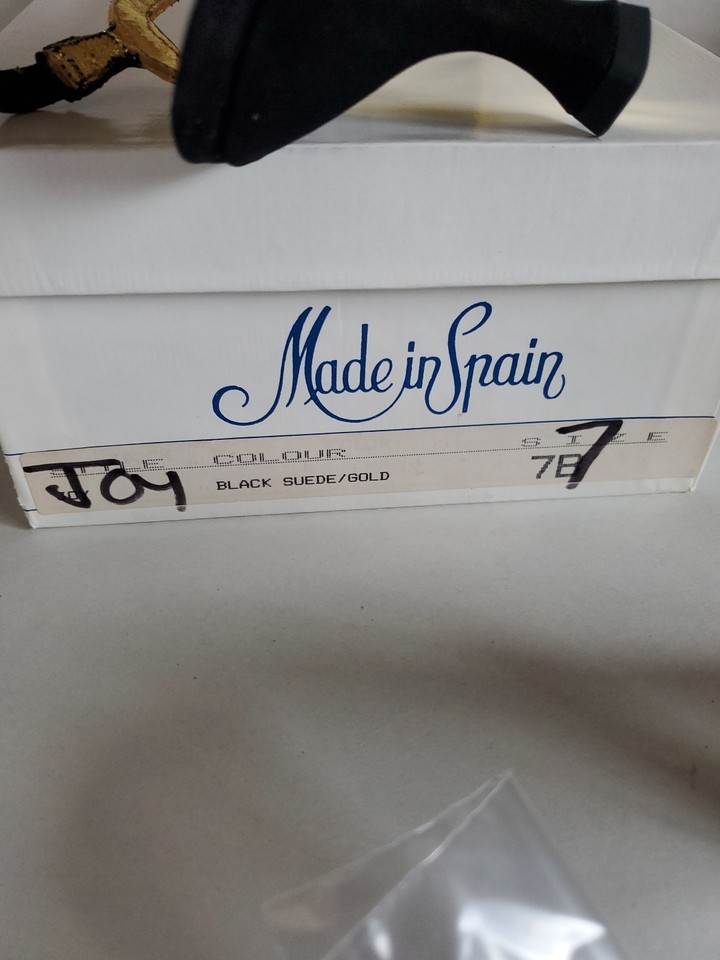 Vintage Donna Dora Size 7 Black Gold Suede NIB High Heel D’Orsay ...
