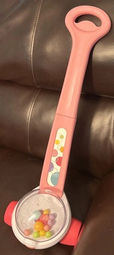 RARE Pink Fisher Price Corn Popper Push Pull Toddler Toy Popcorn Pump ...
