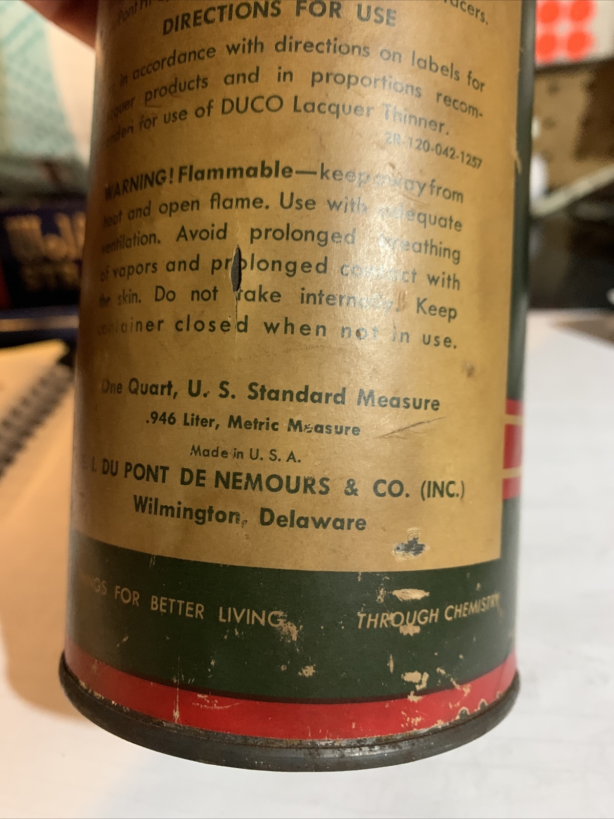 Vintage 1 Quart Dupont Duco Lacquer Thinner Cone Top Can Gas Oil Paper ...