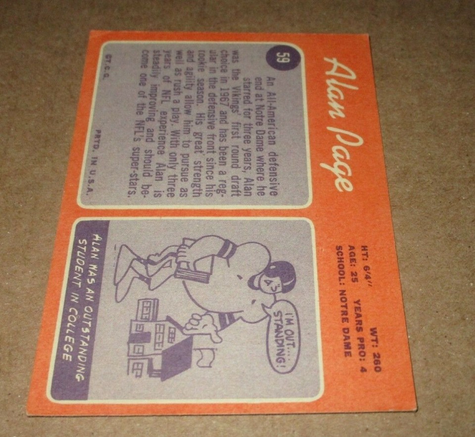 1970 Topps #59,Alan Page ,Rookie, Minnesota Vikings, EX | eBay