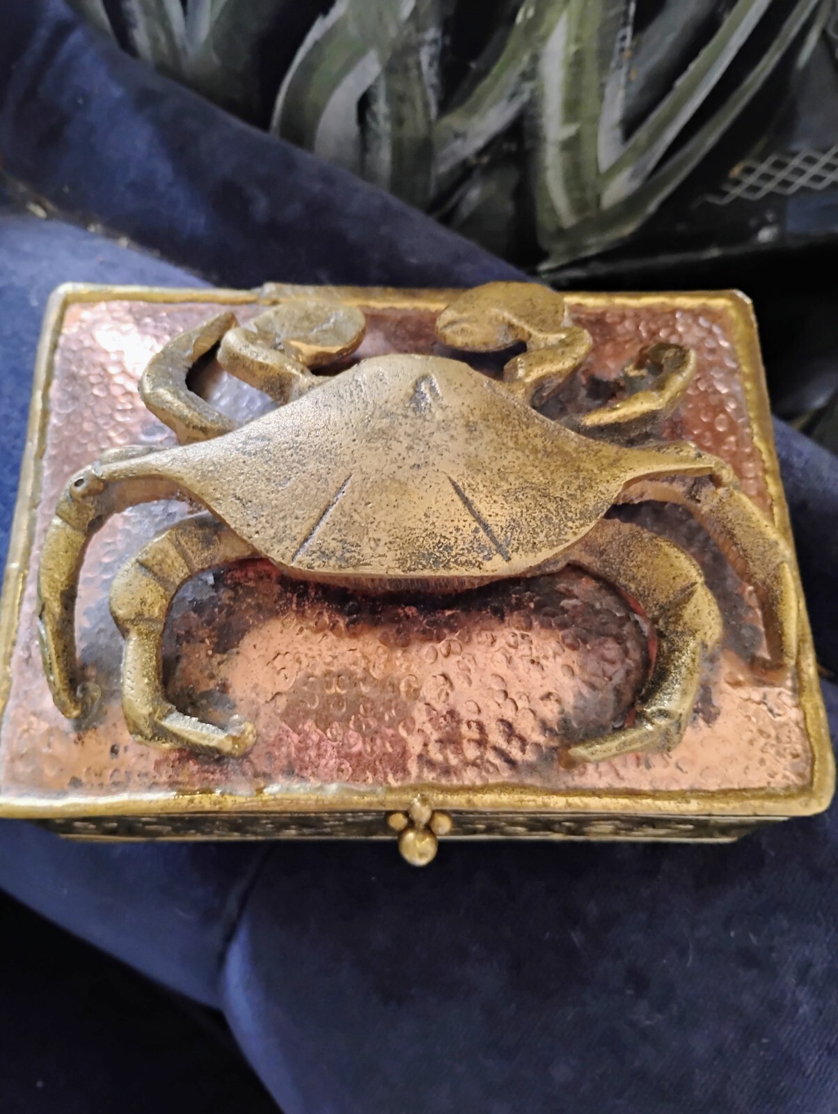 Vintage Mid Century Brass Crab / Copper Hinged Trinket Box Unique ...