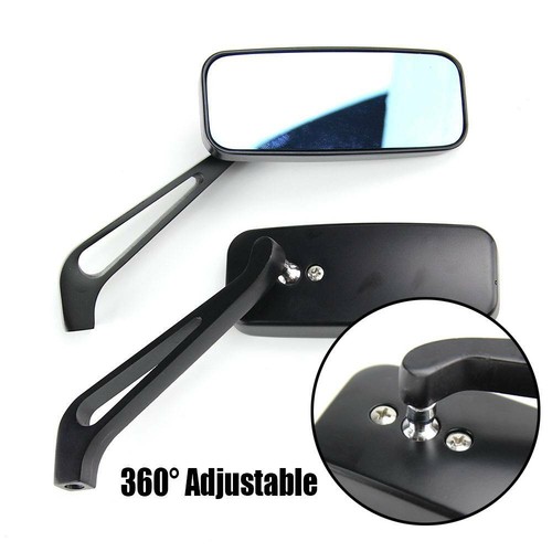 Rectangle Motorcycle Rearview Side Mirrors Set For Harley Honda Yamaha ...