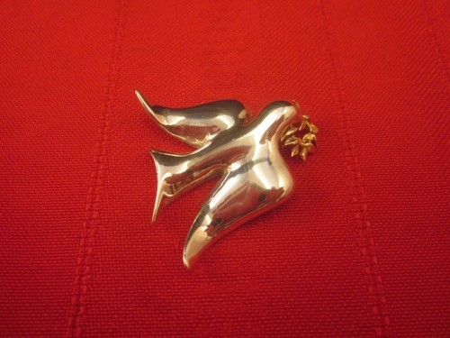 Vintage 14k Y Gold & Sterling Silver 925 BAB (Ballou) Peace Dove Brooch ...