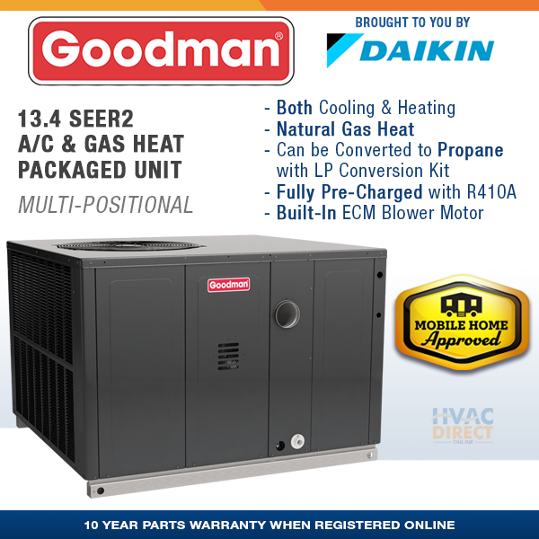 Goodman 3 Ton 40K BTU Central AC Gas Package Unit System GPGM3, 13.4 ...