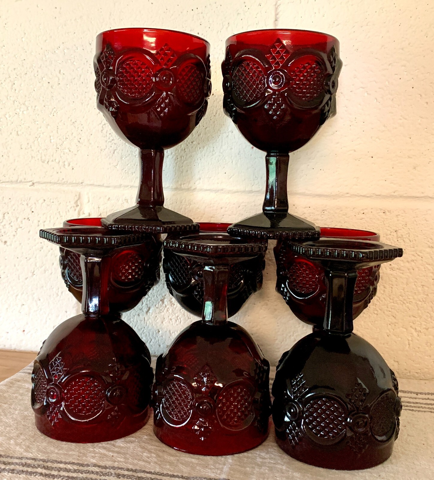 Avon Cape Cod Collection Water Goblets Ruby Red 6” Set of 8 Vintage ...