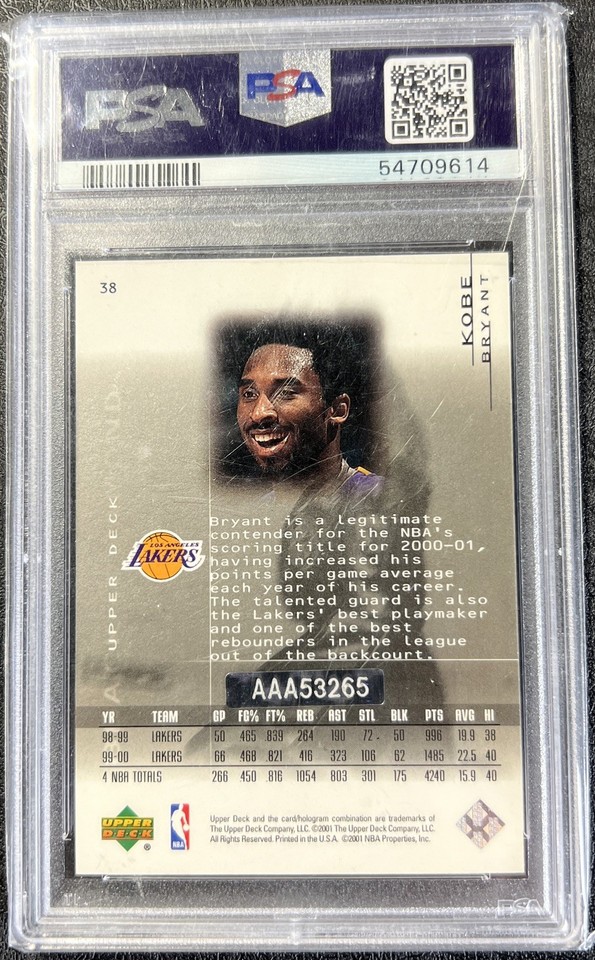 2001 Upper Deck Ultimate Collection Black Diamond Kobe Bryant Auto ...