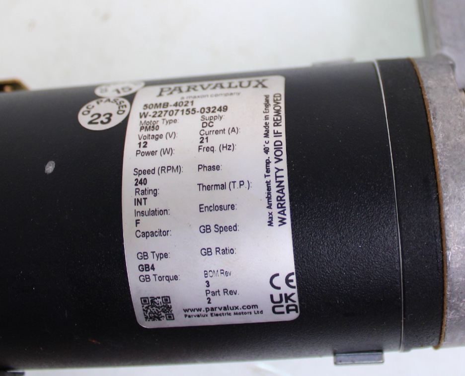 Parvalux permanent magnet DC geared motor 50MB 4021 / W 2207155 03249 ...
