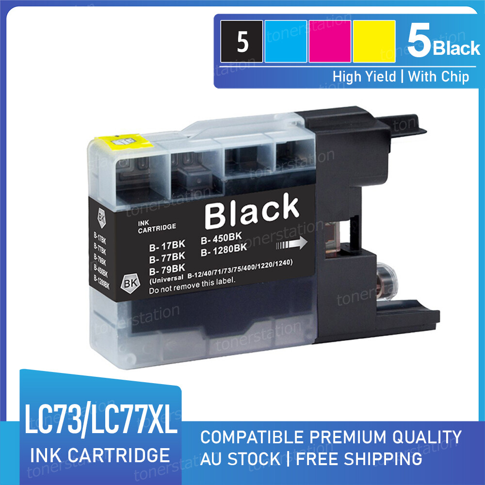 5x BLACK Ink Cartridges For Brother LC 73 LC 77 XL MFC J6510DW J6910DW ...