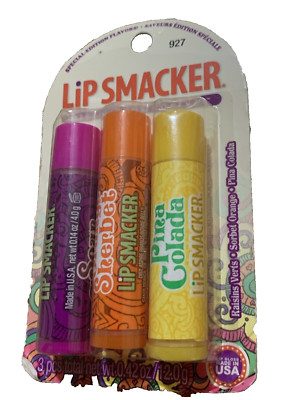 Lip Smackers 3 Pack Sour Grapes Orange Sherbet Pina Colada #927 RARE ...