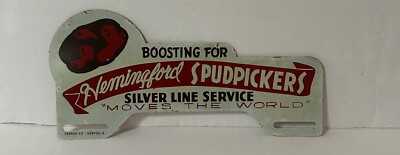1950s HEMINGFORD SPUDPICKERS SILVER LINE PAINTED METAL TOPPER SIGN ...