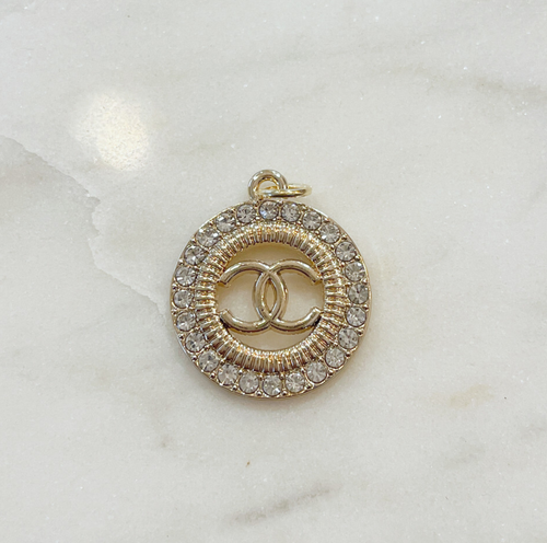 Designer CC Gold Rhinestone Pendant 1PC Vintage Charm | eBay