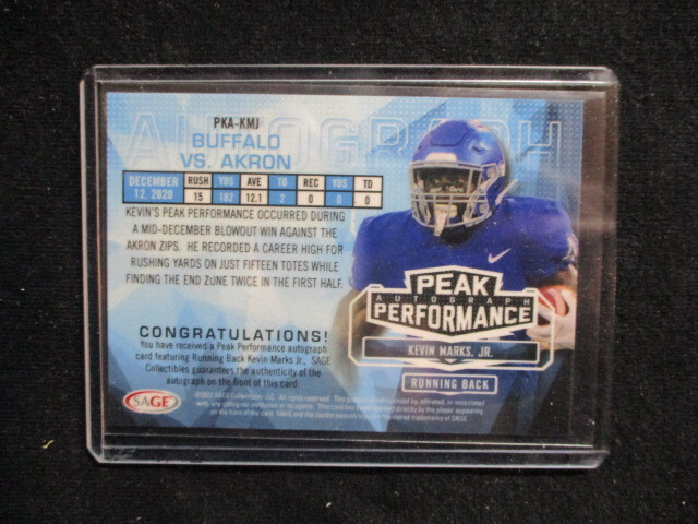 2022 SAGE Peak Performance Autograph PKA-KMJ Kevin Marks Jr. | eBay