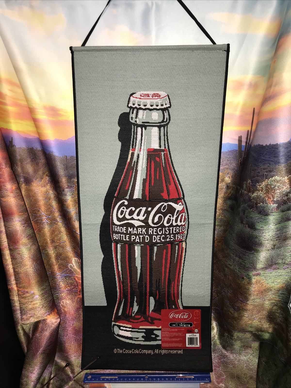 Coca Cola Tapestry Fabric Wall Hanging Banner 13 X 30 Coke Bottle Ice ...
