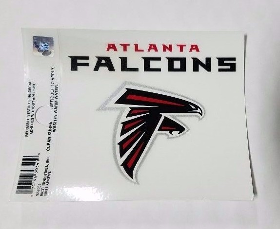 Atlanta Falcons 3 x 4" Small Static Cling - Truck Car Auto Window Decal ...