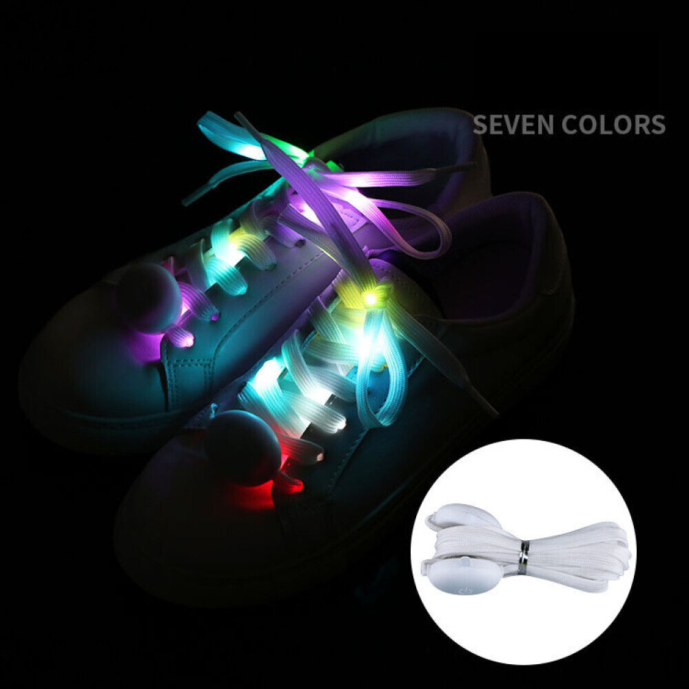 LED Shoe Laces Flash Light Up Colours Glow Flashing Cotton Shoelaces ...