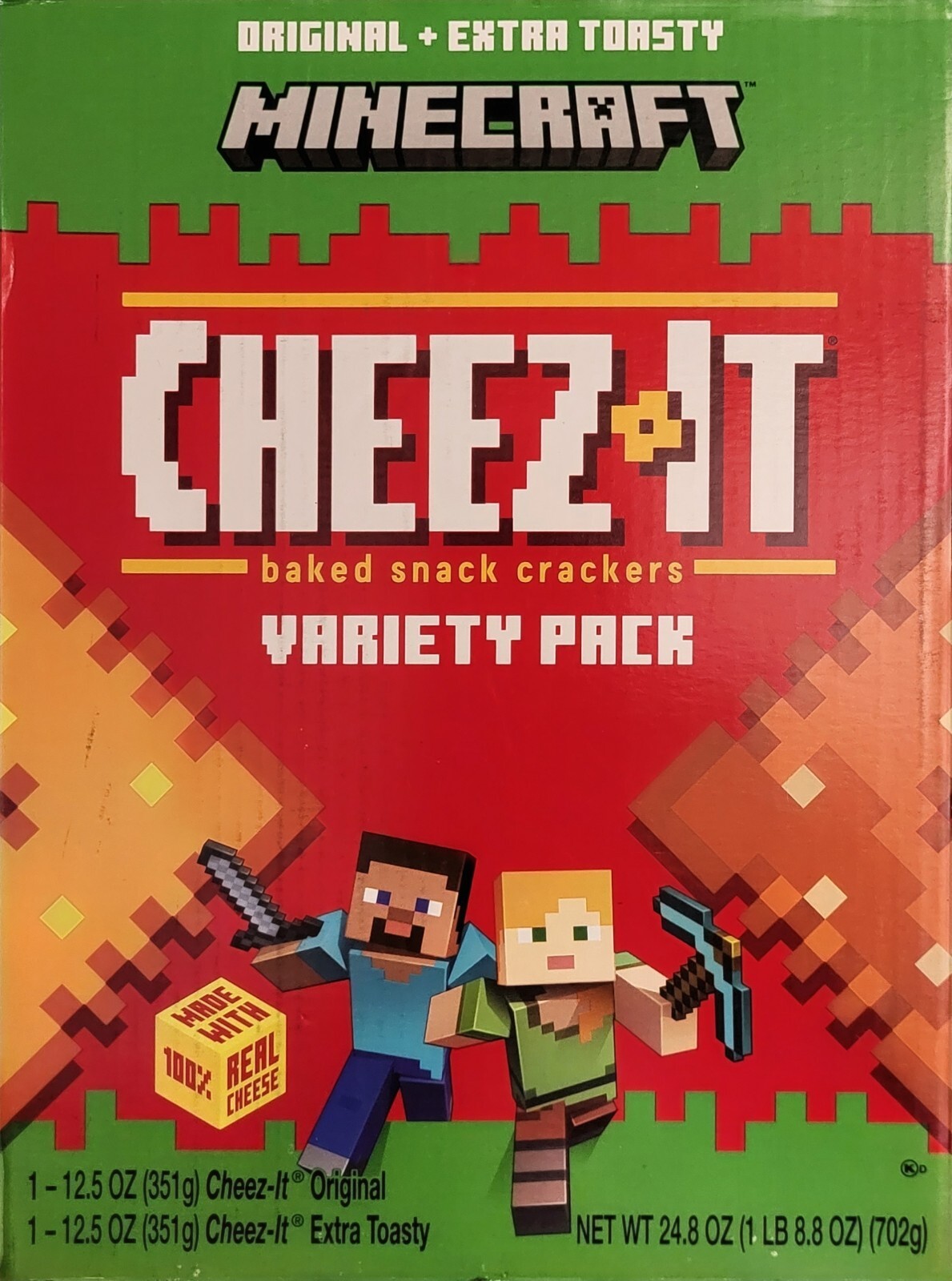 Cheez-It Minecraft Cheese Crackers Variety Original Extra Toasty 24.8oz ...