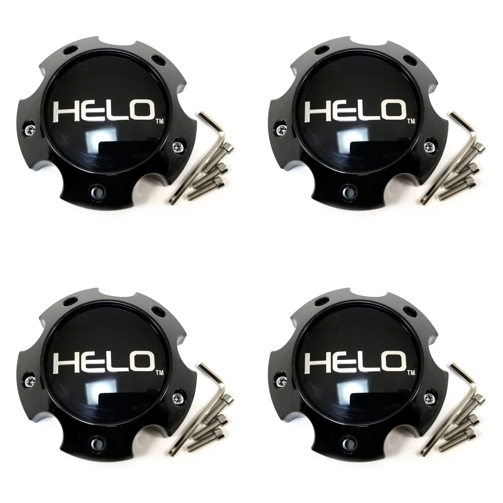 4 Helo Black Wheel Center Hub Caps for 5Lug HE917 HE901 HE904 HE900 ...