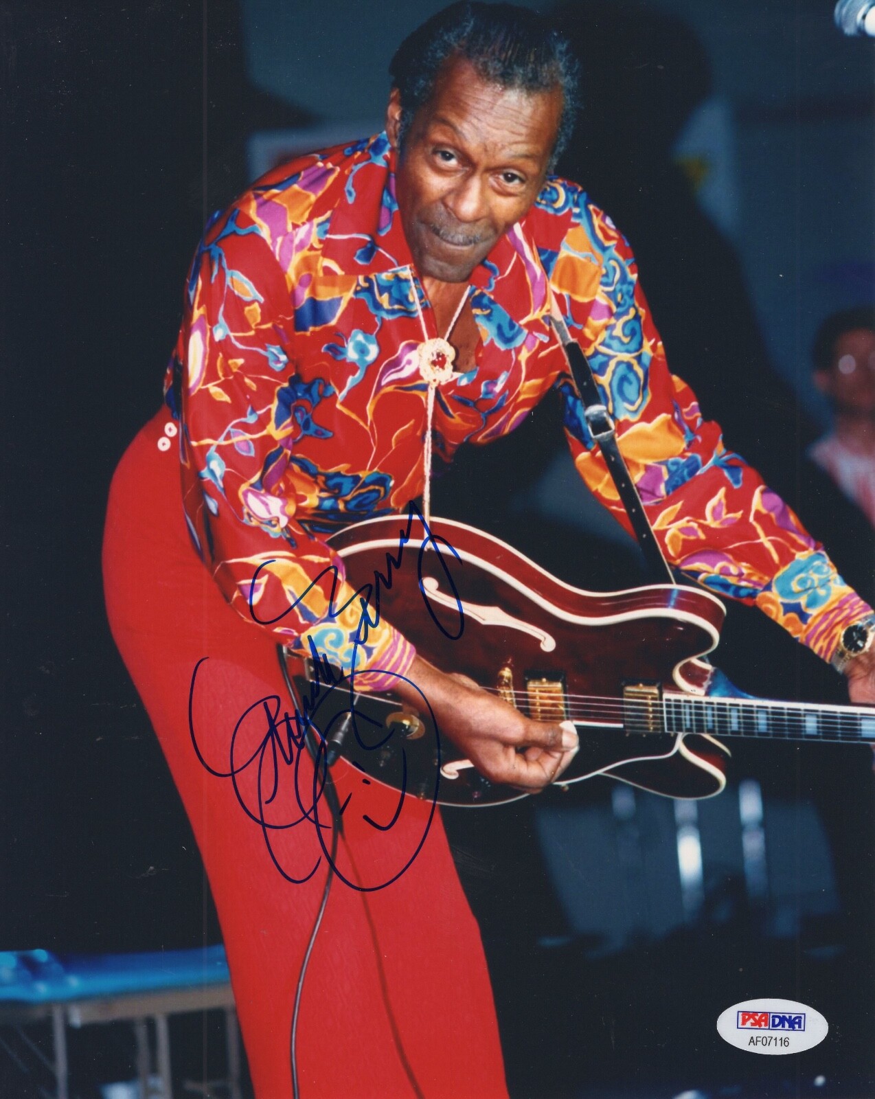 CHUCK BERRY HAND SIGNED 8x10 PHOTO+COA RARE IN CONCERT POSE PSA LETTER ...