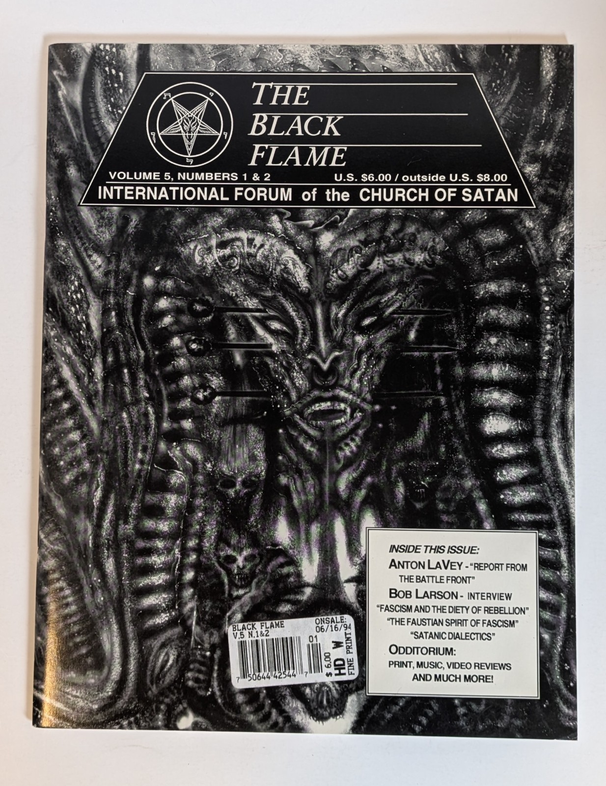 Black Flame Magazine 1994 Anton LaVey Church of Satan Vol 5 # 1 & 2 ...