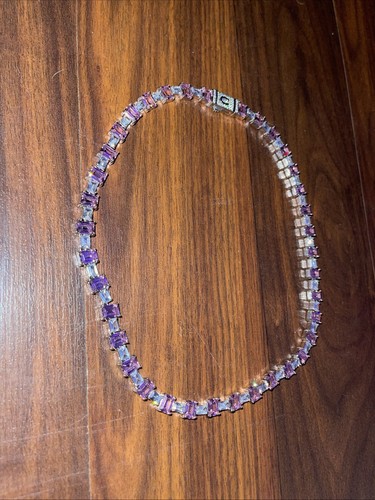Iced Out Purple & Clear CZ Tennis Chain – Stainless Steel, Waterproof ...
