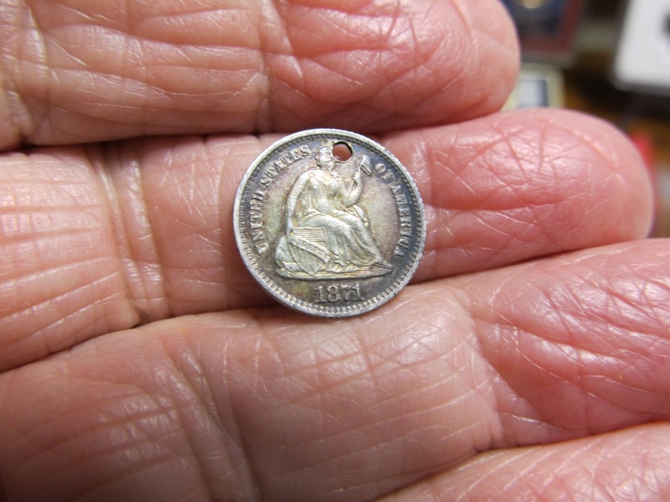 1871 Seated Liberty Silver Half Dime XF/AU Details "Awesome Toning ...