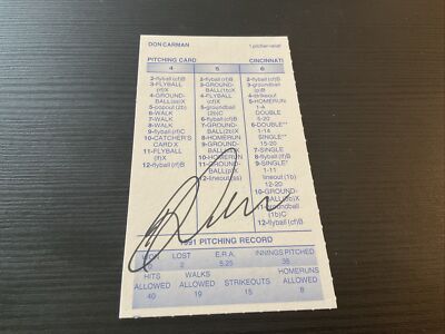 STRAT-O-MATIC Signed Card Don Carman 1991 Reds | eBay