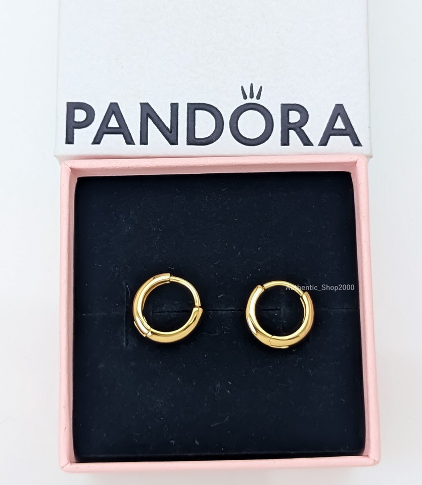 NEW 100% Authentic PANDORA Essence 14K Gold Round Huggie Hoop Earrings ...